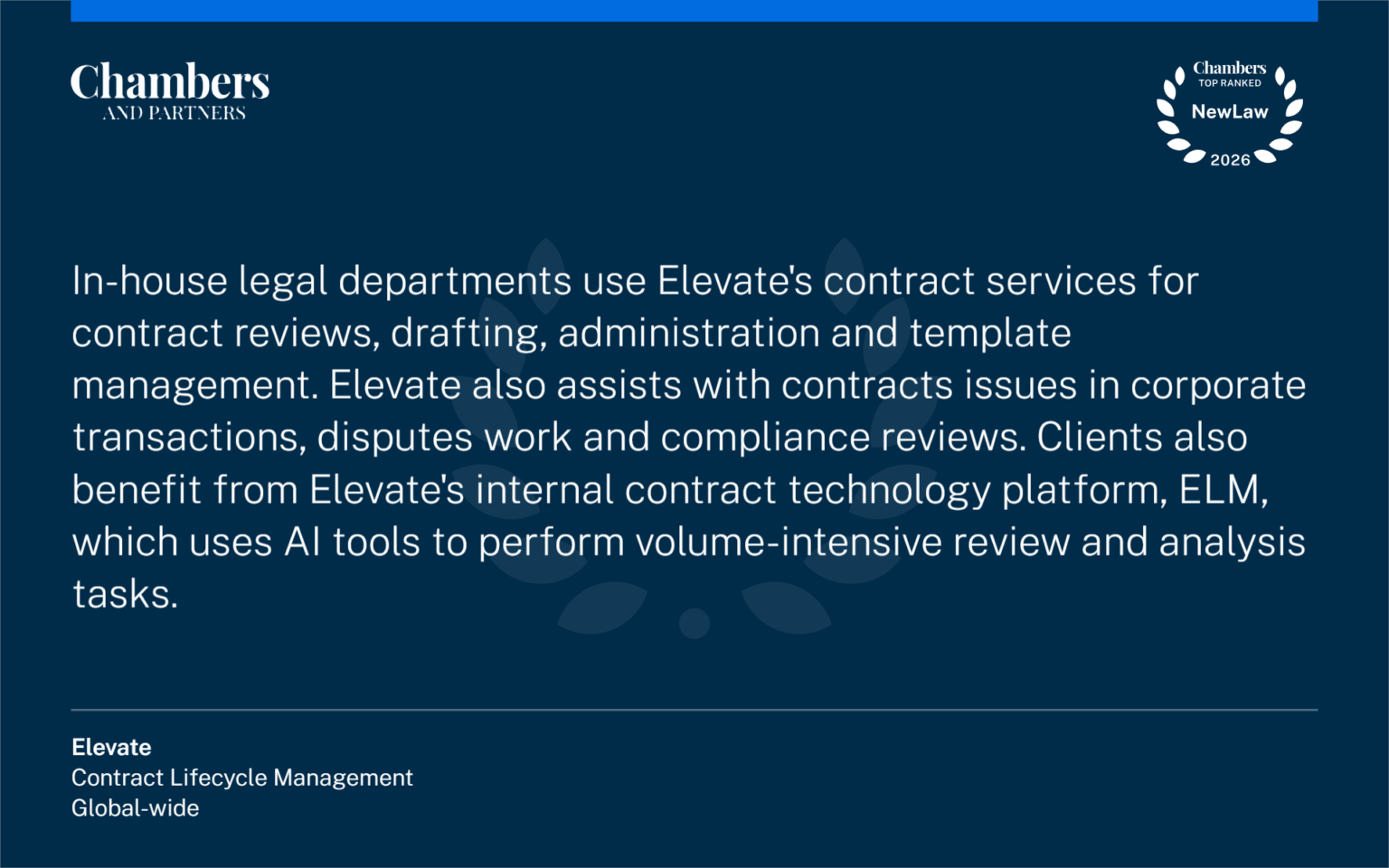 Elevate Extends Band 1 Streak to 11 Years in Chambers 2026 - Elevate